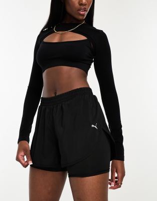 Puma woven two in one shorts in black | ASOS