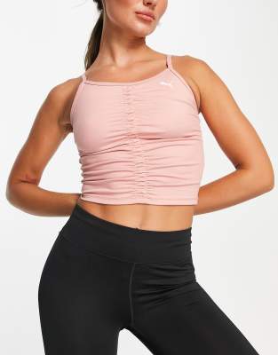 Puma Yoga Studio Foundation ruched singlet top in pink | ASOS