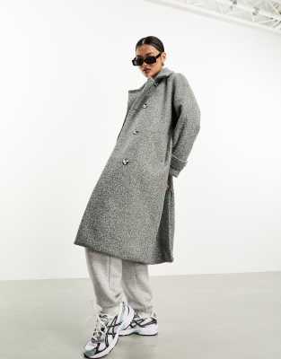 QED London double breasted formal coat in charcoal | ASOS