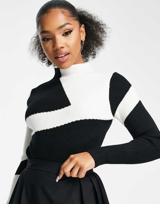 QED London - Pull côtelé à col montant et effet color block | ASOS