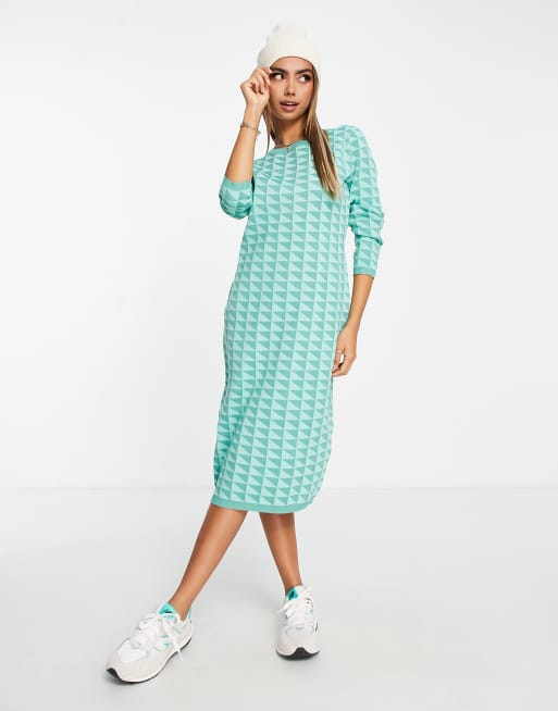 QED London - Robe pull mi-longue en maille à imprimé géométrique | ASOS