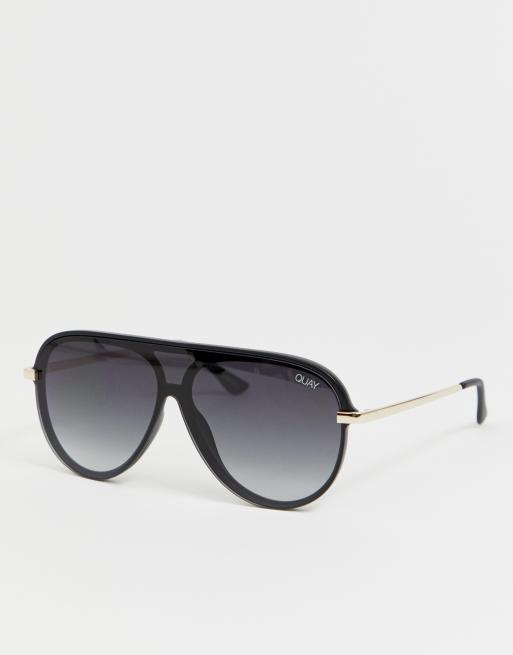 Quay Australia X J Lo Empire Aviator Sunglasses In Black Asos