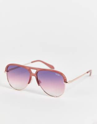 Quay - High Key Remixed - Lunettes de soleil aviateur - Rose | ASOS
