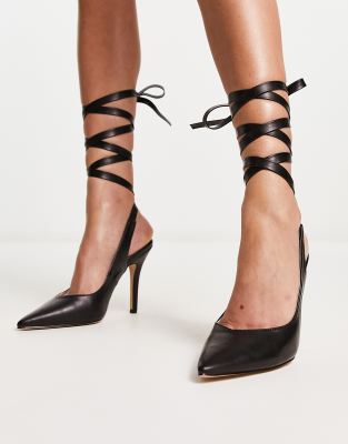 Raid Ishana Heeled Shoes With Ankle Tie In Black | ModeSens