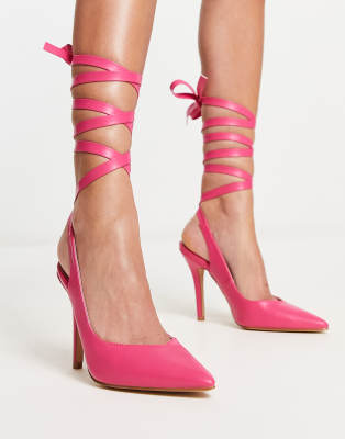 Raid Ishana Heeled Shoes With Ankle Tie In Pink | ModeSens