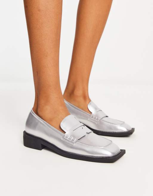 RAID Samantha loafers in silver metallic | ASOS