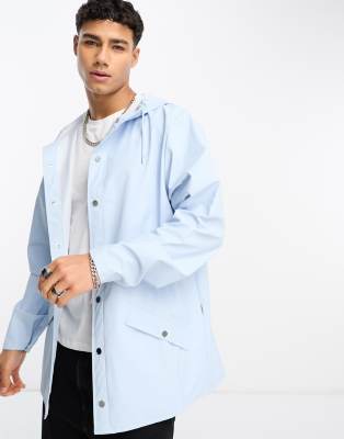 Rains 12010 unisex waterproof short jacket in light blue | ASOS