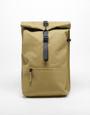 Rains 13320 waterproof rolltop backpack in khaki | ASOS