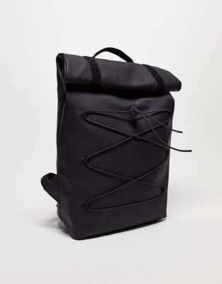 Rains 1364 velcro rolltop backpack in black | ASOS