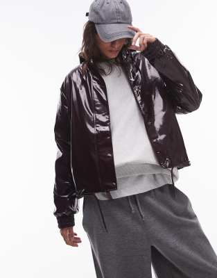 Rains - 18040 - Giacca impermeabile bordeaux lucido con coulisse - In ...