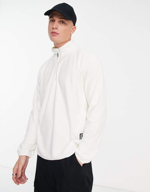 Rains fleece half zip sweatshirt in cream | ASOS