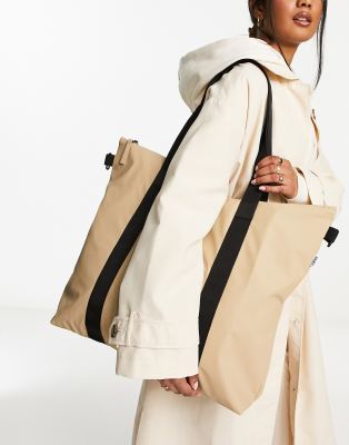 Rains waterproof tote bag in beige | ASOS