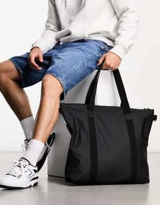 Rains waterproof tote bag in black | ASOS