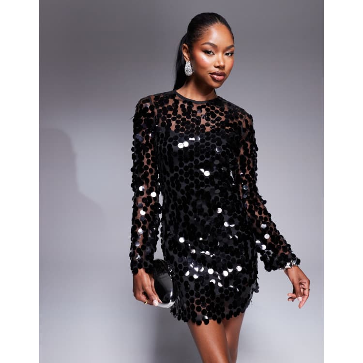 All black sequin dress store
