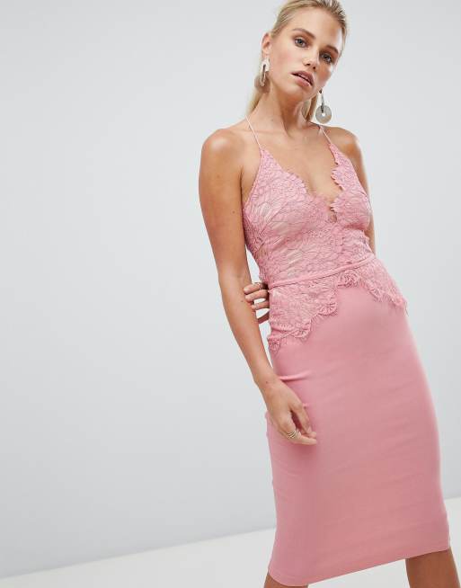Rare London Scallop Place Bodice Midi Dress Asos