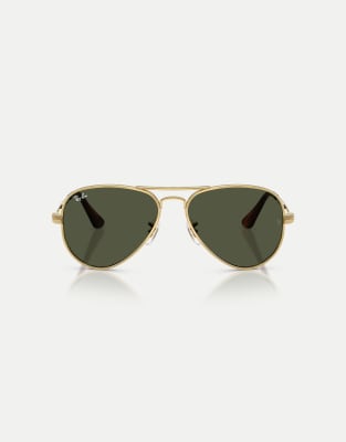 Ray-Ban Aviator max pilot sunglasses with green lens in arista gold | ASOS