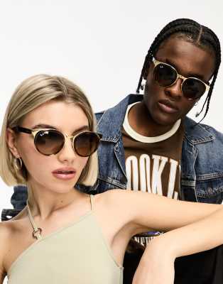 Ray-Ban – Bonnie – Bruna och beige, runda solglasögon | ASOS