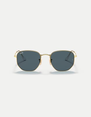 Ray-Ban Hexagonal flat lenses irregular sunglasses with blue lens in ...