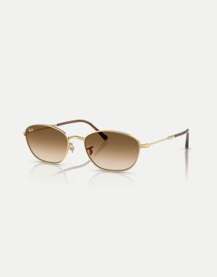 Ray-Ban Irregular sunglasses with brown lens in arista gold | ASOS