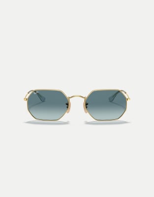 Ray-Ban Octagonal classic irregular sunglasses with blue lens in arista ...