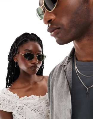 Ray-Ban oval metal sunglasses in gold | ASOS