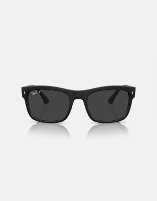 Ray-Ban Rb4428 square polarised sunglasses with black lens in black | ASOS
