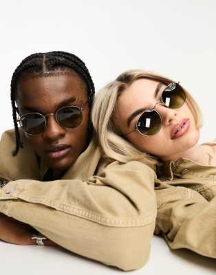 Ray-Ban – Runde Sonnenbrille aus Metall in Grün und Braun | ASOS