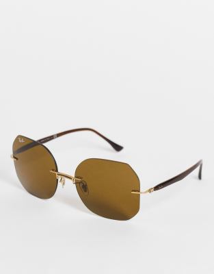 Ray-Ban womens oversized square sunglasses in brown 0RB8067 | ASOS