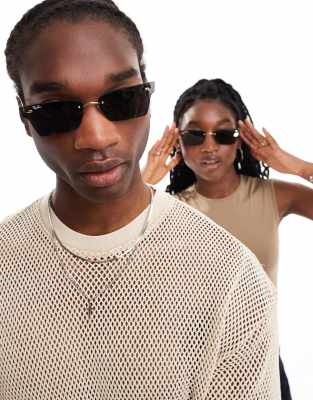 Ray-Ban xime metal sunglasses in black/gold | ASOS