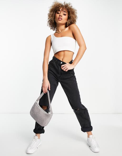 Rebellious Fashion one shoulder crop top in white | ASOS