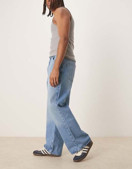 Reclaimed Vintage baggy wide leg denim jeans in bleach wash Reclaimed Vintage baggy wide leg denim jeans in bleach wash
