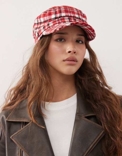 Reclaimed Vintage baker boy hat in red tartan | ASOS