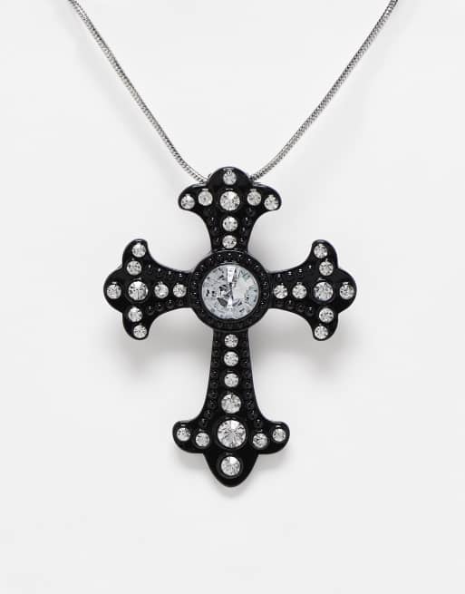 Reclaimed Vintage Collier Avec Croix Oversize Noir Asos