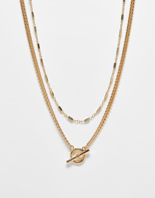 Reclaimed Vintage Collier Chaîne Unisexe à 2 Rangs Avec Barre En T