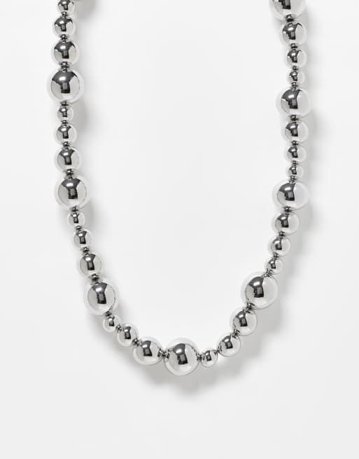 Reclaimed Vintage Collier Unisexe Avec Boules Argenté Asos
