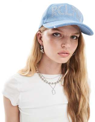 Reclaimed Vintage cowgirl denim cap with hotfix | ASOS