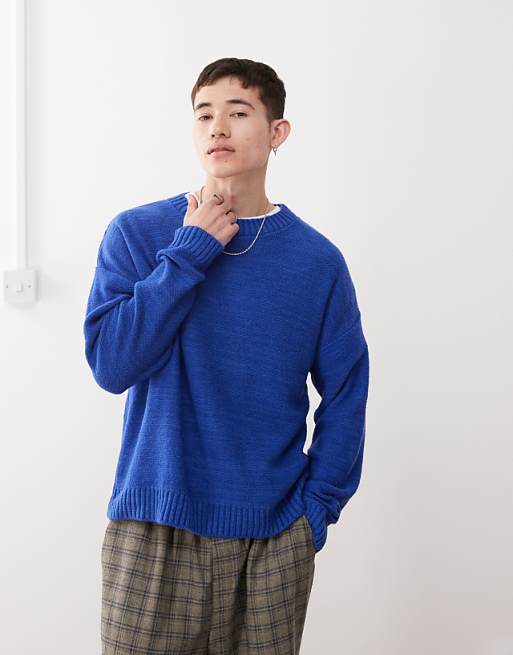 Reclaimed Vintage crew neck knit sweater in cobalt blue | ASOS Reclaimed Vintage crew neck knit sweater in cobalt blue | ASOS