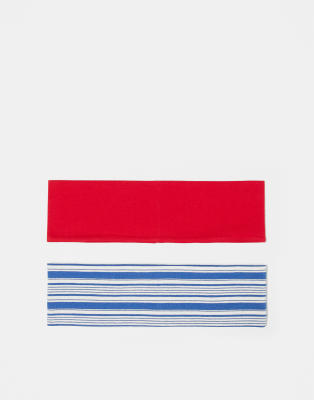 Reclaimed Vintage hair band 2 pack in red and blue and white stripe | ASOS