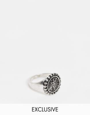 Reclaimed vintage inspired dagger signet ring in burnished silver | ASOS