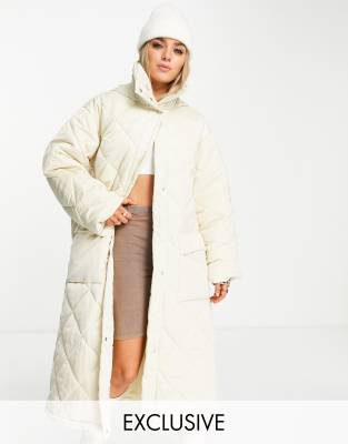 Reclaimed Vintage Inspired Longline Oversized Puffer Jacket In Off ...
