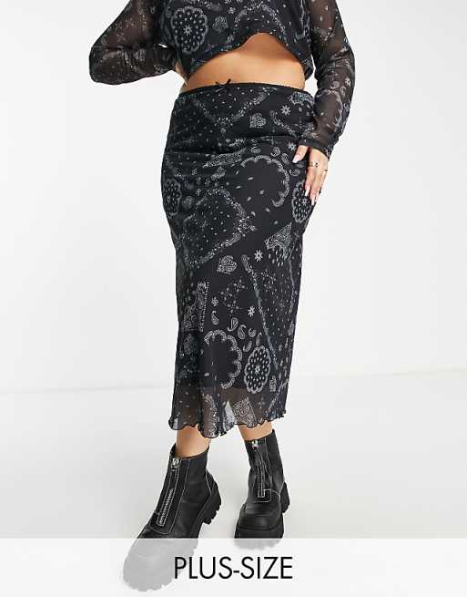 Reclaimed Vintage Inspired Plus – Midirock aus Netzstoff mit ... Reclaimed Vintage Inspired Plus – Midirock aus Netzstoff mit ...