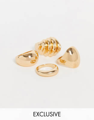 Reclaimed Vintage inspired the 4 pack of chunky gold rings | ASOS