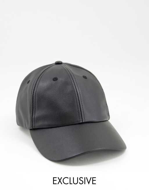 Reclaimed Vintage inspired unisex PU cap in black | ASOS