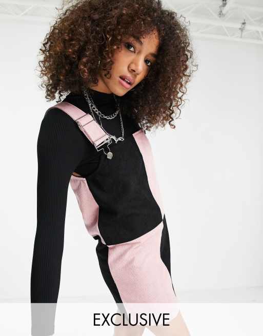 Reclaimed Vintage Inspired Vestito Scamiciato Colorblock Rosa E