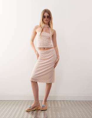 Reclaimed Vintage - Jupe mi-longue d'ensemble à pois - Rouge et blanc | ASOS