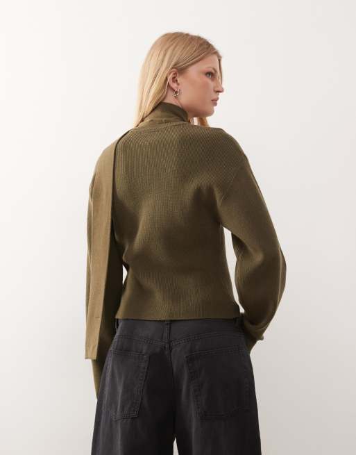 green button up sweater