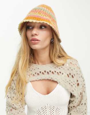 Reclaimed Vintage knit bonnet hat in multi | ASOS