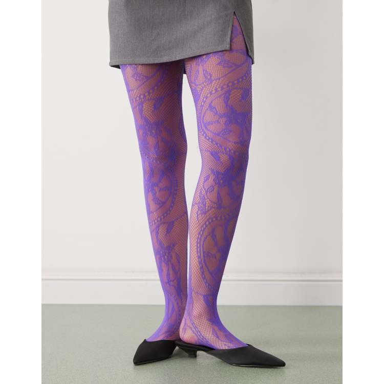 purple patterned tights