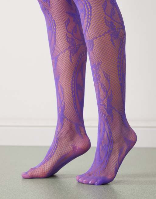 purple patterned tights