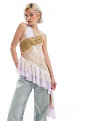 Reclaimed Vintage limited edition longline asymmetric hem top in ...